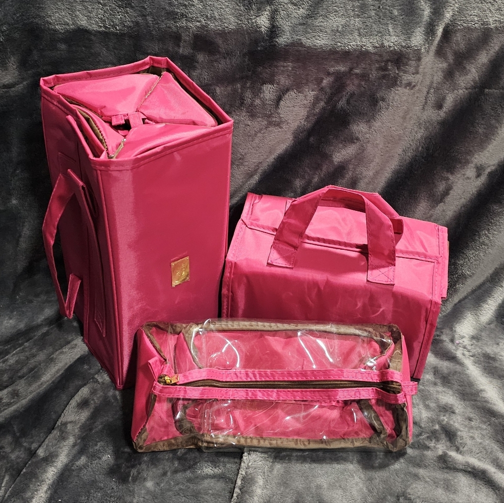 Joy Mangano Better Beauty Case Set Of ~Fuchsia - Gem